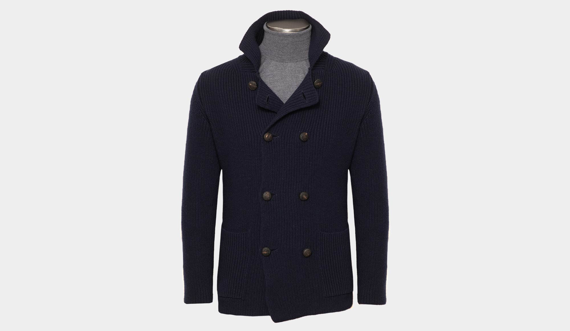 Drumohr Pea Coat Knitted Navy