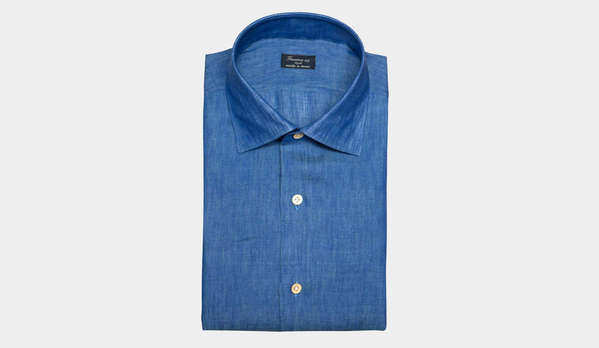 Finamore Shirt Linen Blue - Finamore - Brands