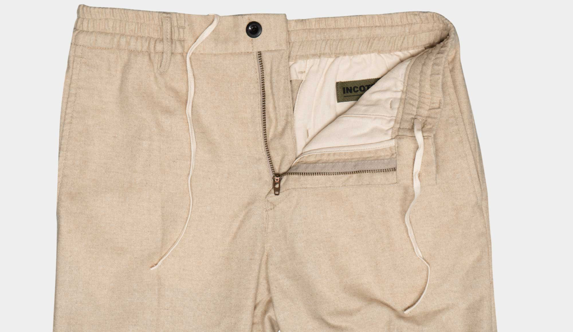 Incotex Trousers Drawstring Wool Beige