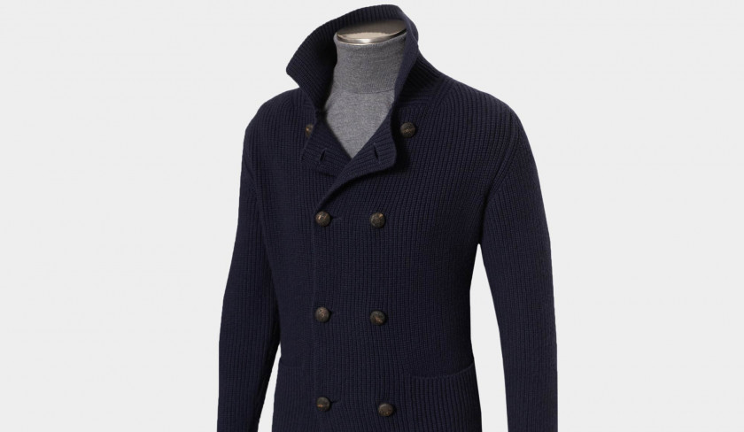 Drumohr Pea Coat Knitted Navy